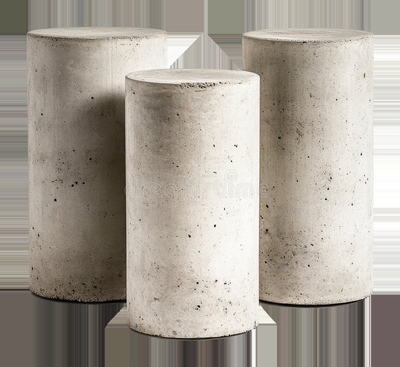 Three Concrete Cylindrical Pillars, Minimalist Design, Industrial Art ...