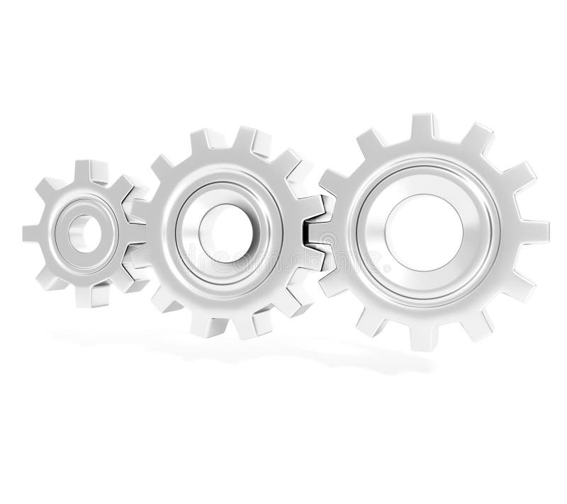Three Cogs with Project Management Components Stock Illustration ...