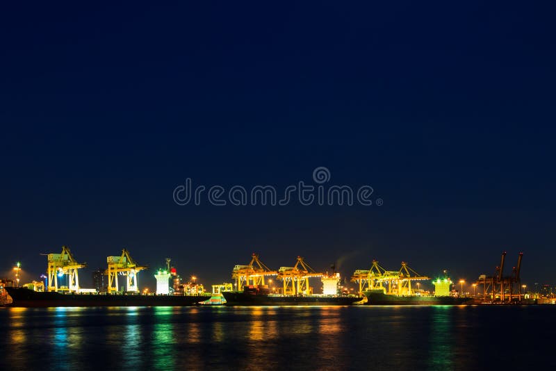 Three Container Cargo Freight Ship Stock Photo - Image of night ...