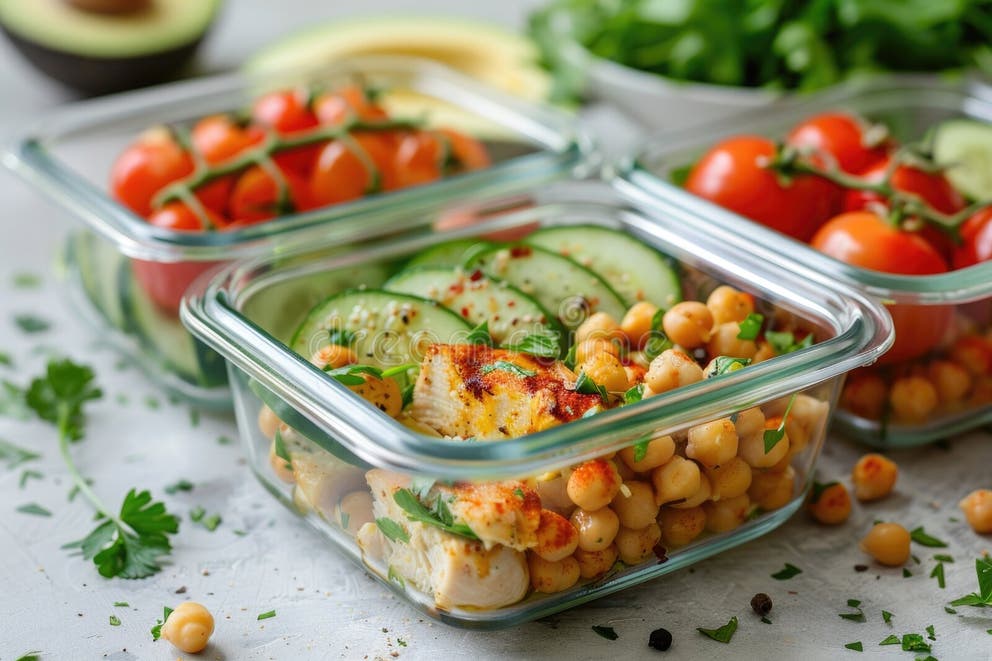 Three Containers Filled with Different Types of Food. Great for Food ...