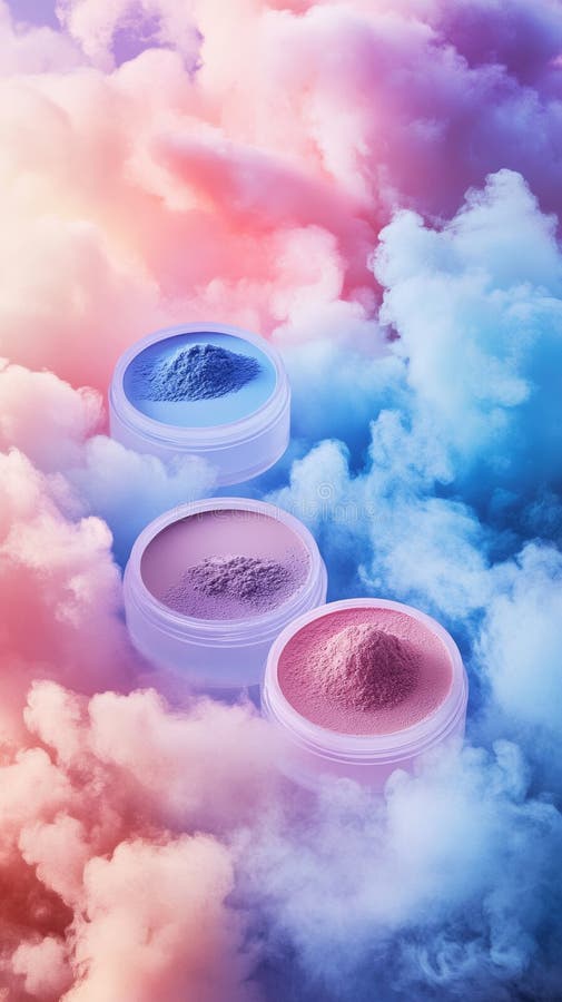 Three Containers of Powder are Shown in the Air, with the Sky Behind ...