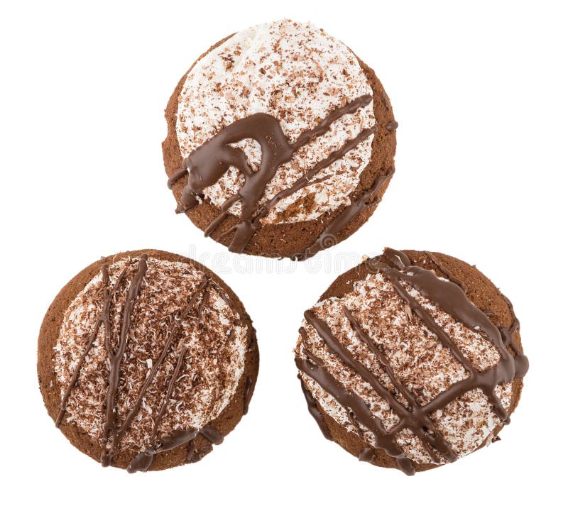 Three of Cookies with Chocolate Isolated on White Background Stock ...