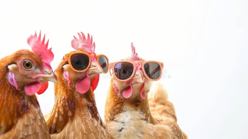 Three Cool Chickens Wearing Sunglasses are Ready To Party Stock ...