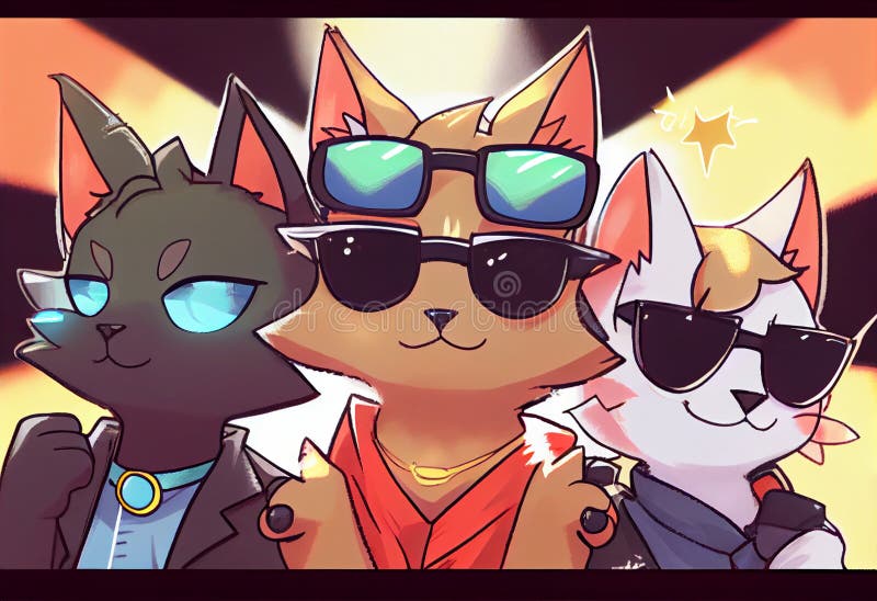 Three Cool Stylish Cats in Glasses Posing for the Camera. AI Generated ...