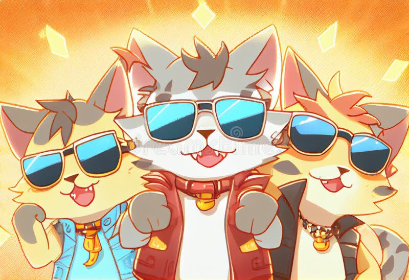 Three Cool Stylish Cats in Glasses Posing for the Camera. AI Generated ...