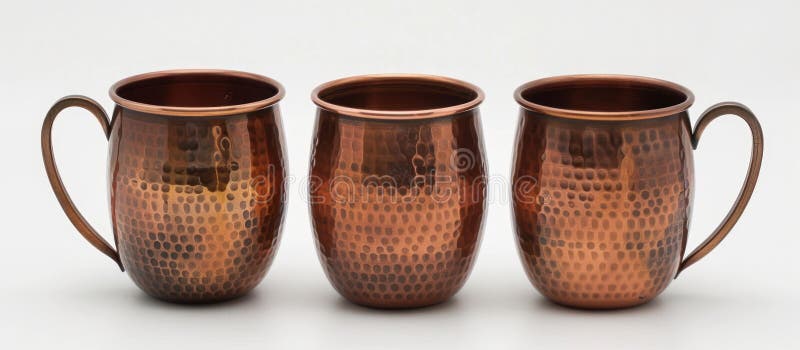 Three Copper Colored Cups Together Stock Image - Image of interior ...