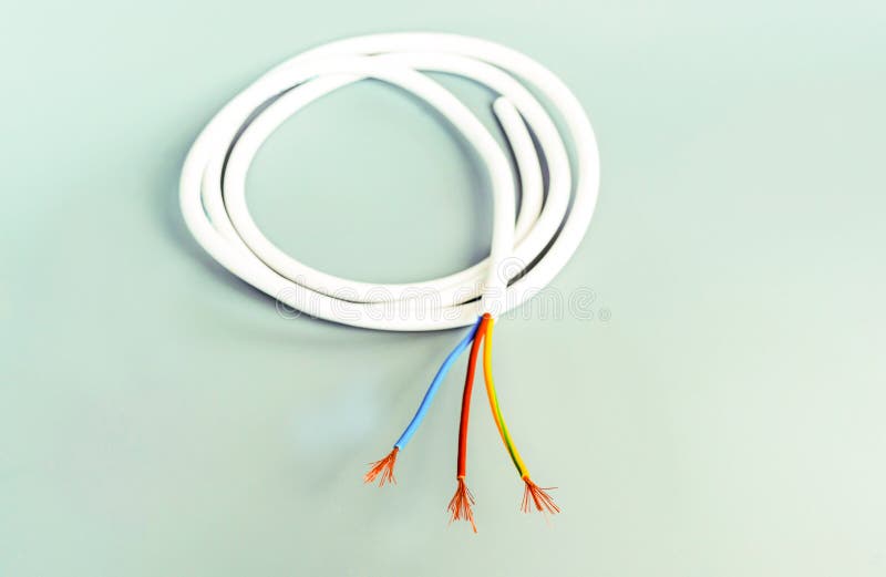 Three-core Cable in White Isolation on a Gray Background Stock Image ...