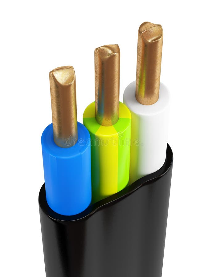 Copper Wires in White Braided Brown and Blue Stock Image - Image of ...