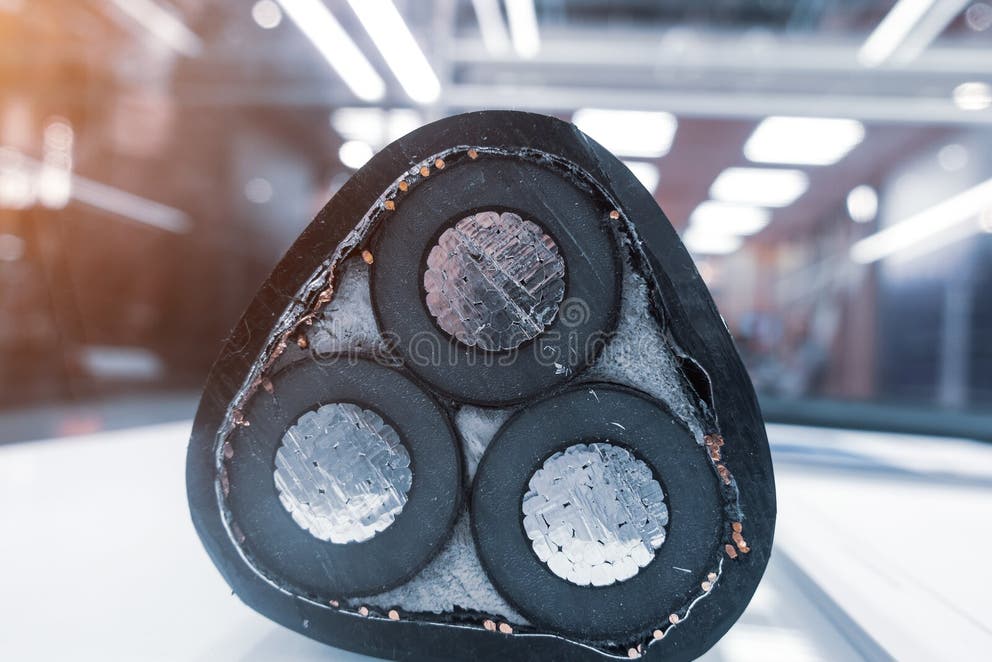 Three-core High-voltage Cable with Cutaway Insulation Stock Photo ...
