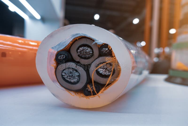 Three-core High-voltage Cable with Cutaway Insulation Stock Photo ...