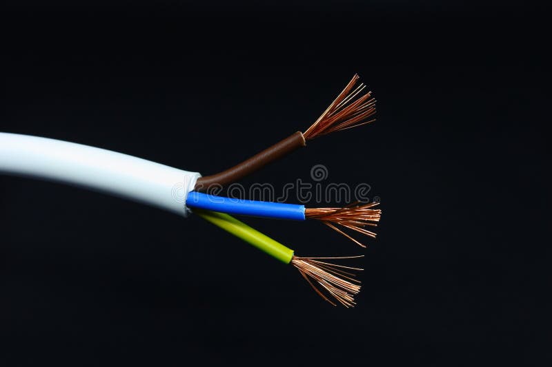 Three-core Multi-conductor Flexible Power Cable, with a Stripped End ...