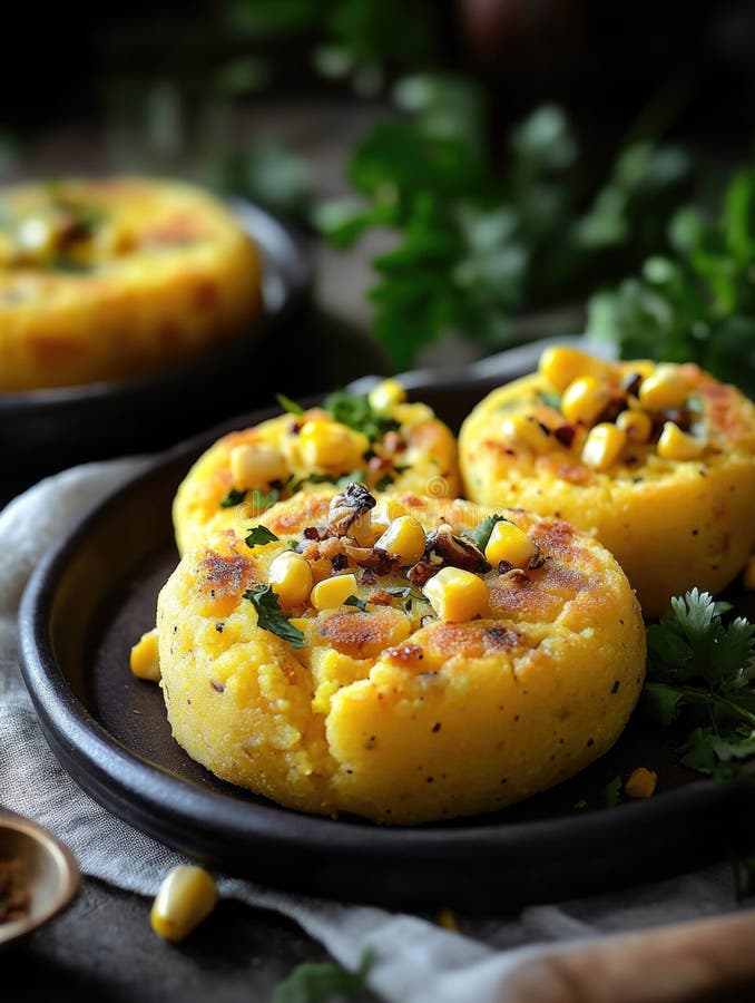 Three Corn Balls Black Plate Stock Photos - Free & Royalty-Free Stock ...