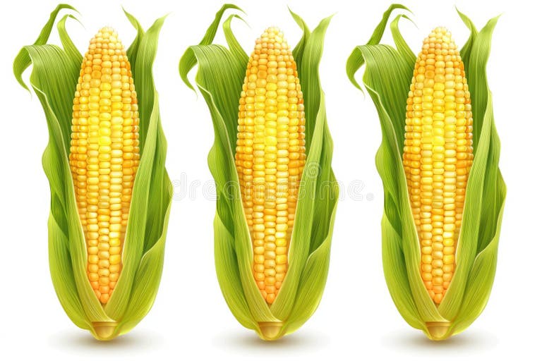Three Corn Cobs with Leaves Stock Image - Image of agriculture, corn ...