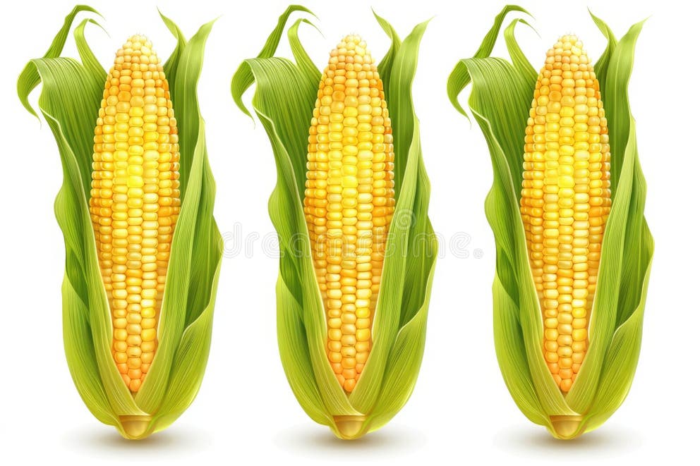 Three Corn Cobs with Leaves Stock Image - Image of agriculture, corn ...