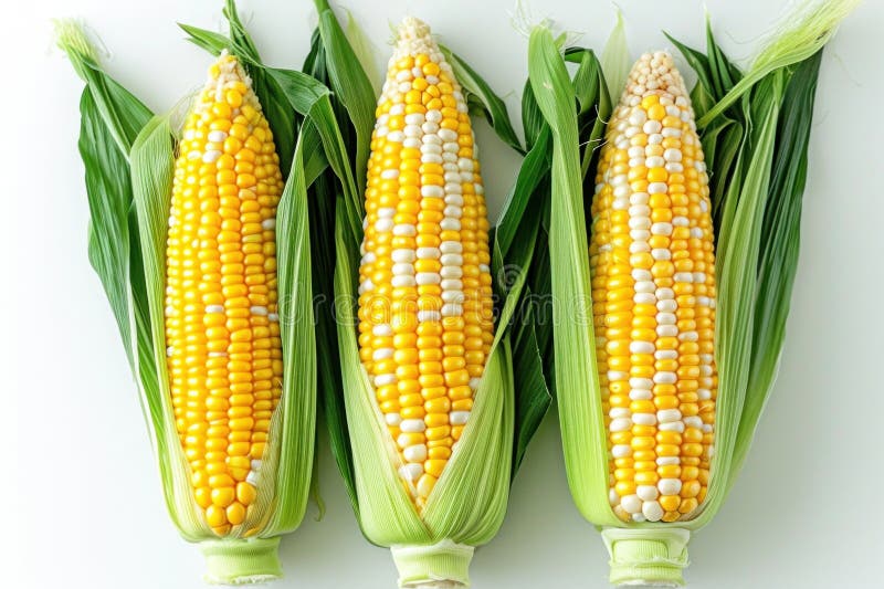 Three Corn Ears on a White Background Stock Illustration - Illustration ...