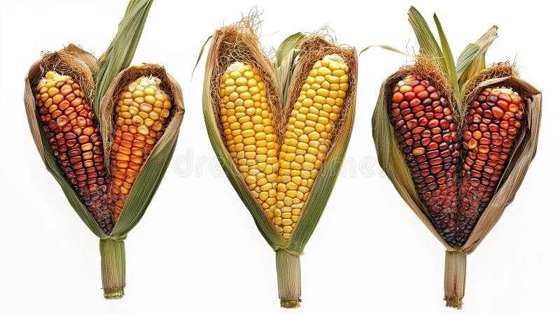 Three Corn Hearts. Concept of Love, Harvest, and Agriculture Stock ...