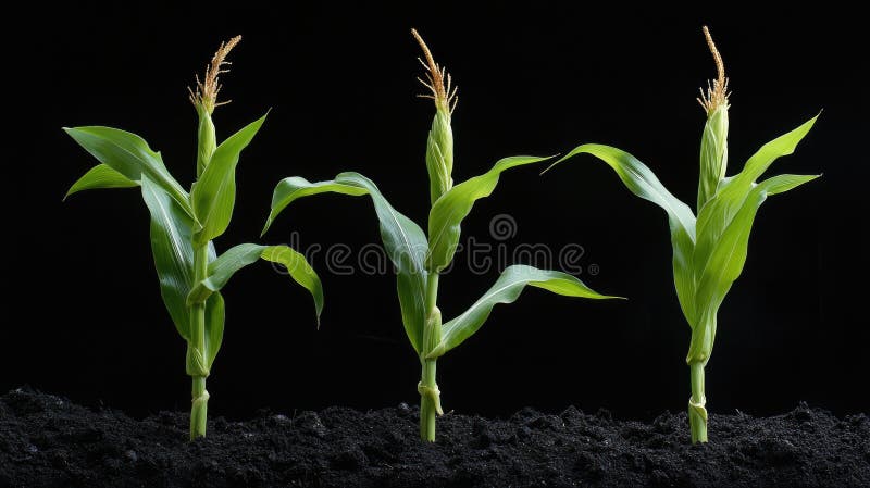 Three Corn Plants Growing Dirt Stock Photos - Free & Royalty-Free Stock ...