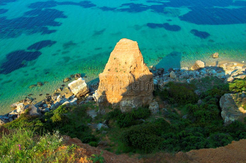 Three-cornered Rock Near the Sea Stock Photo - Image of mediterranean ...
