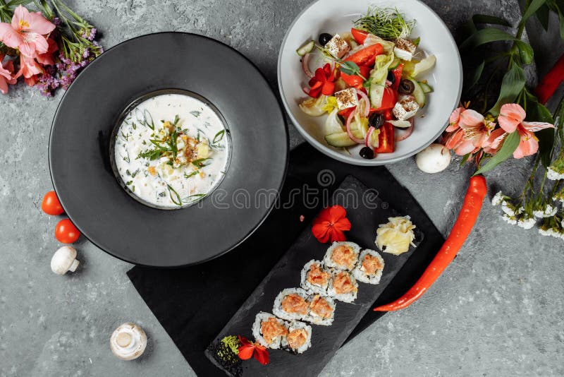 Three-course Set Menu for a Nutritious Healthy Lunch. Three Course Set ...