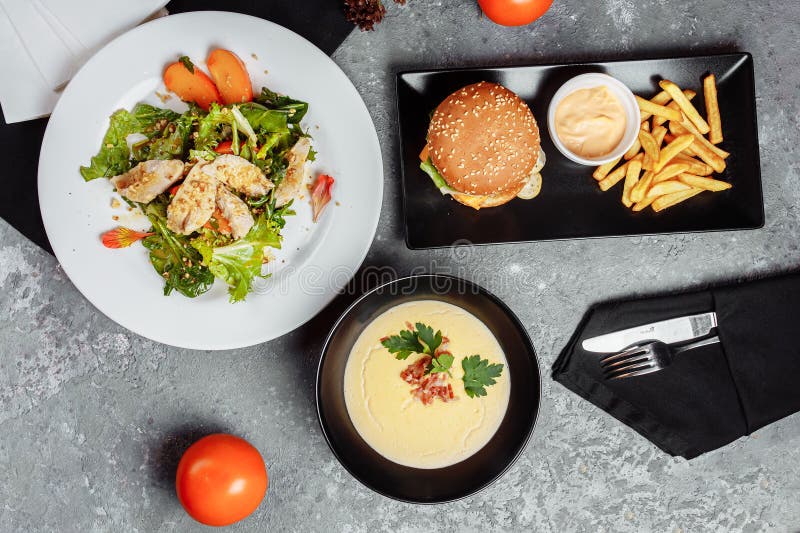 Three-course Set Menu for a Nutritious Healthy Lunch. Three Course Set ...