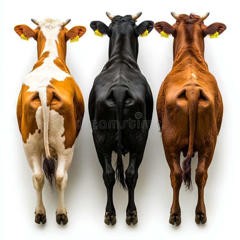 Three Cows are Standing Side by Side in a Row Stock Photo - Image of ...