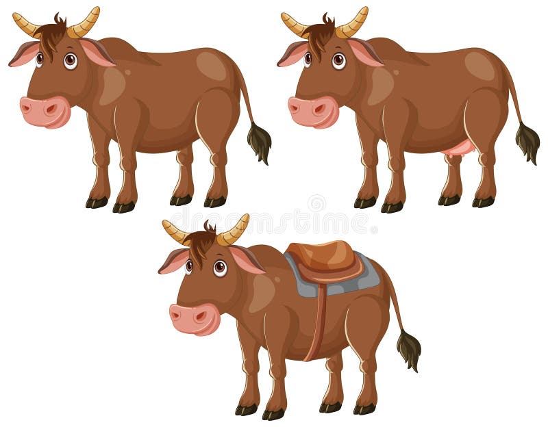 Three cows stock illustration. Illustration of countryside - 355382741