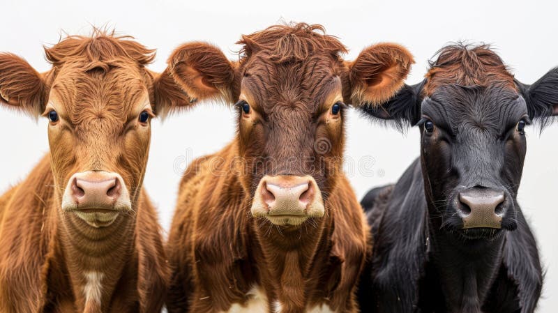 Three Cows on a White Background Stock Image - Image of cattle, pasture ...