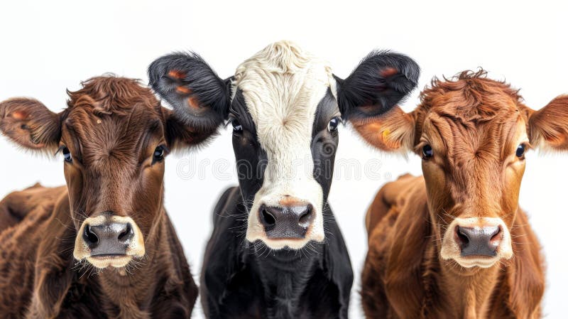Three Cows on a White Background Stock Photo - Image of cattle, pasture ...