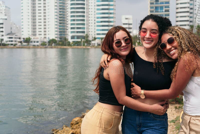 Three Crazy Friends Having Fun Outdoors Stock Image - Image of cheerful ...