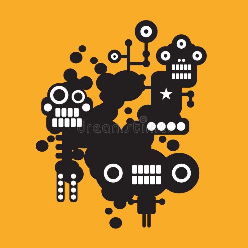 Three crazy monsters. stock vector. Illustration of collection - 32937707