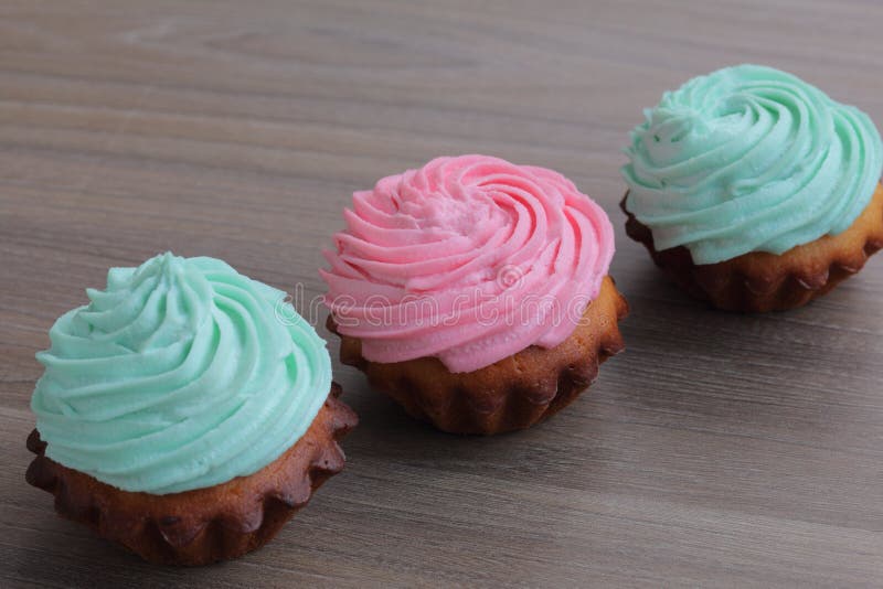 Three Cream Cakes of Different Colors. Stock Image - Image of cake ...