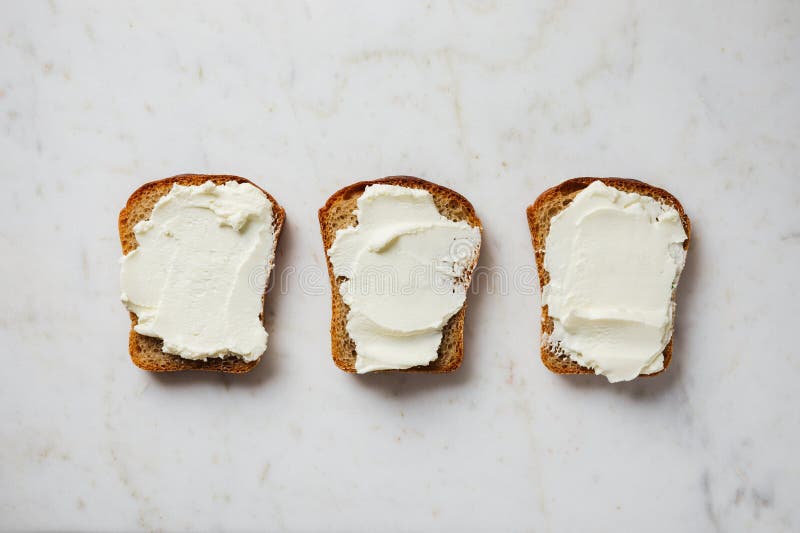 Cream cheese toasts stock photo. Image of closeup, creamy - 324961490