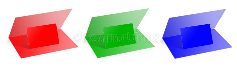 Three Credit Card Blank Template Red, Green and Blue (RGB) for ...