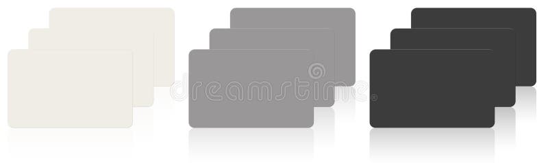Three Credit Card Blank Template White, Grey and Black for Presentation ...