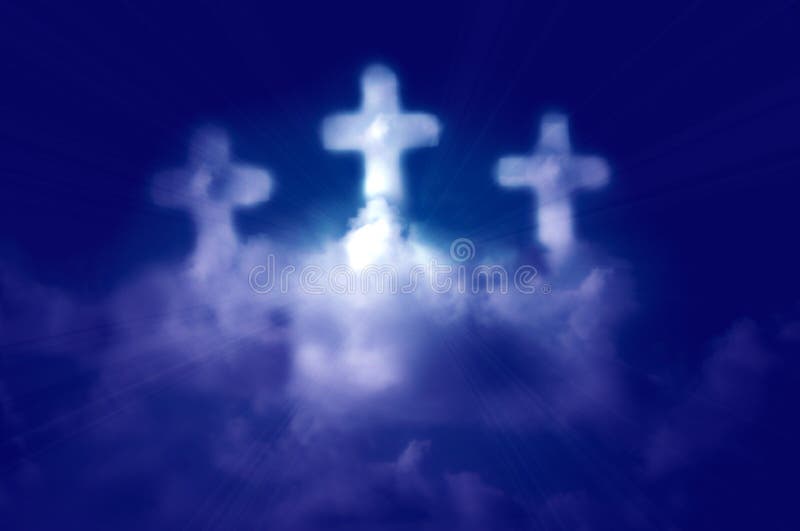 Three Cross Shaped Clouds Heaven Stock Illustration - Illustration of ...