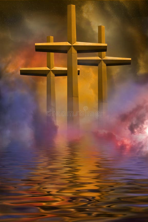 Three crosses stock photo. Image of colors, clouds, depiction - 4250196