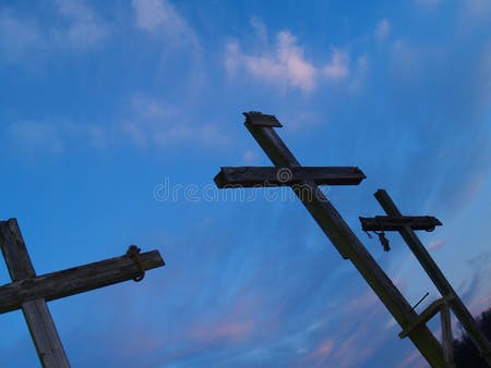 Three Crosses stock image. Image of christian, cross, glory - 429599
