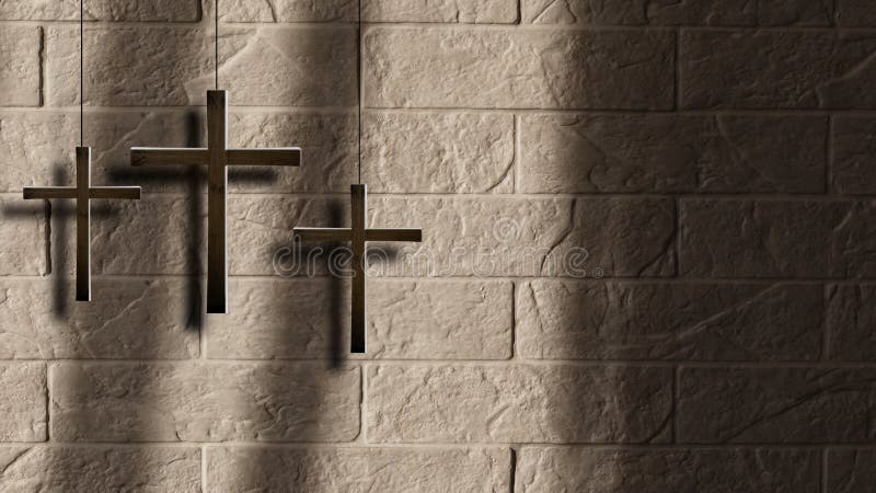 Three Crosses on a Background of Walls Stock Image - Image of christ ...