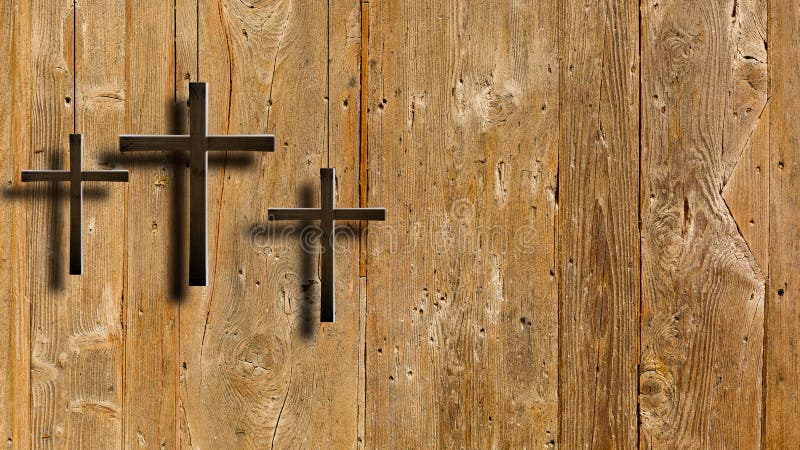 Three Crosses on a Background of Walls Stock Image - Image of wooden ...