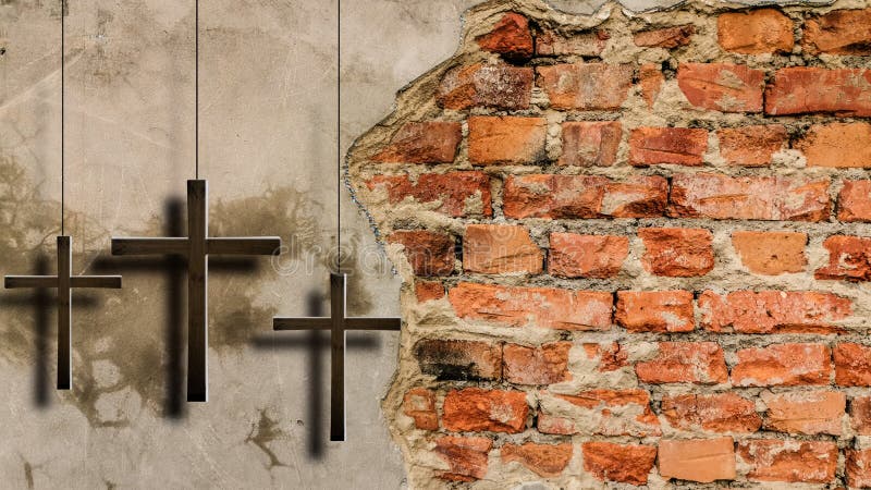 Three Crosses on a Background of Walls Stock Image - Image of believe ...