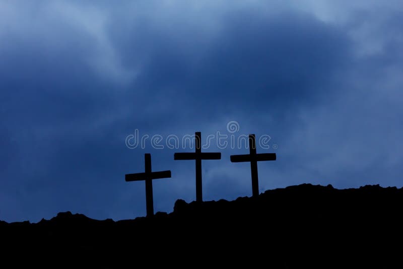 Three crosses on Calvary stock photo. Image of light - 38444088