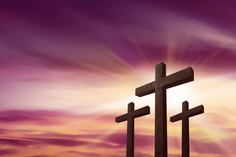 Easter Sunrise Three Crosses Stock Illustration - Illustration of rocky ...