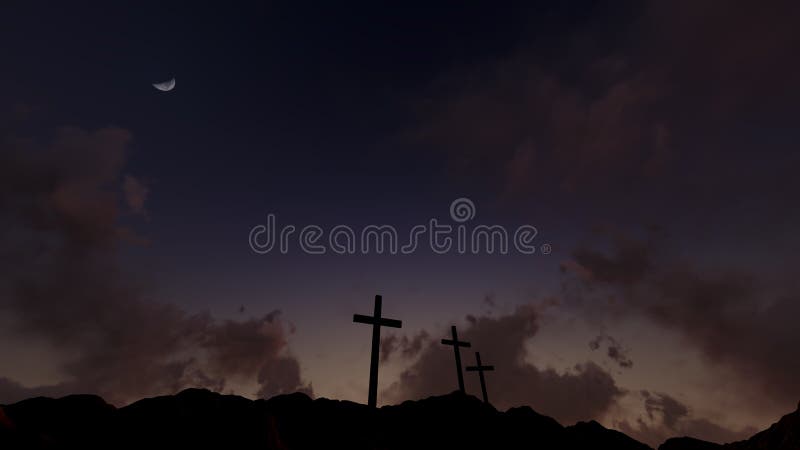 Three Crosses at Sunset stock photo. Image of individuality - 33686332