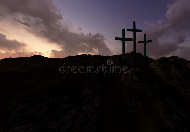 Three Crosses at Sunset stock image. Image of shape, holiday - 33687177