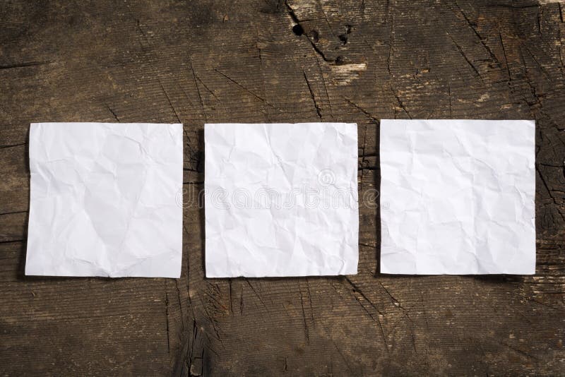 Three Crumpled Blank White Note Papers in a Row Stock Image - Image of ...
