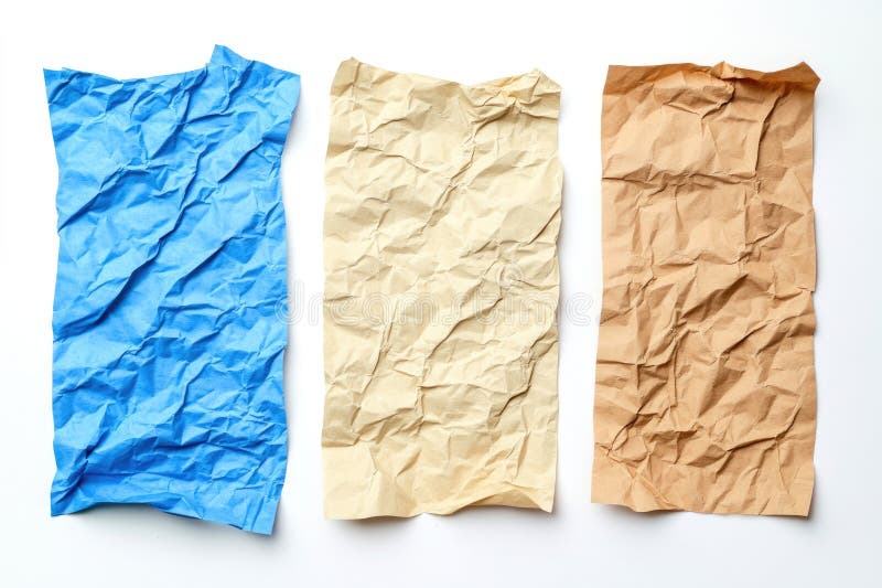 Three Crumpled Papers Lying on a Clean White Surface Stock Photo ...
