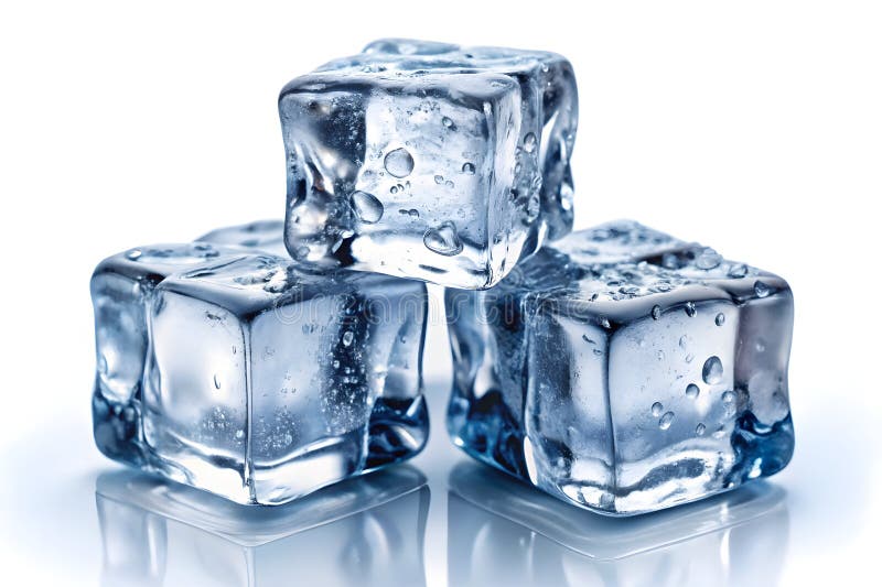 Three Crystal Clear Ice Cubes Stacked Stock Illustration - Illustration ...