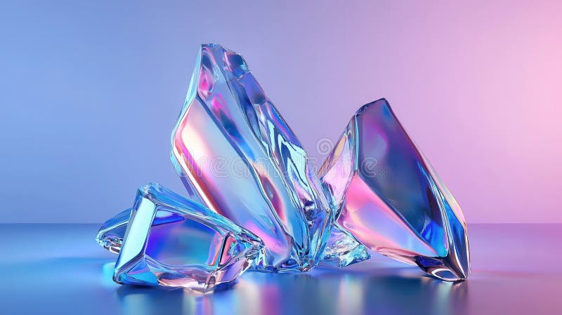 Three Crystal Stones of Different Shapes and Sizes on a Smooth Blue ...