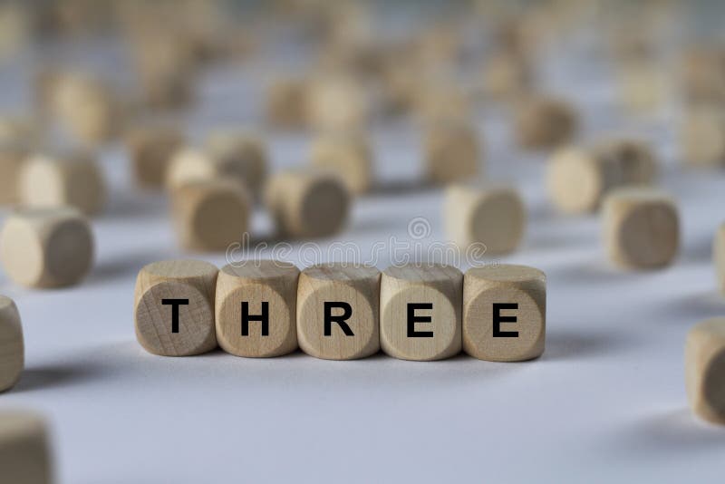 Three - Cube with Letters, Sign with Wooden Cubes Stock Image - Image ...