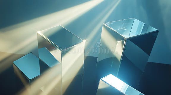 Three Cubes, Each with a Different Color, Reflecting Sunlight Stock ...